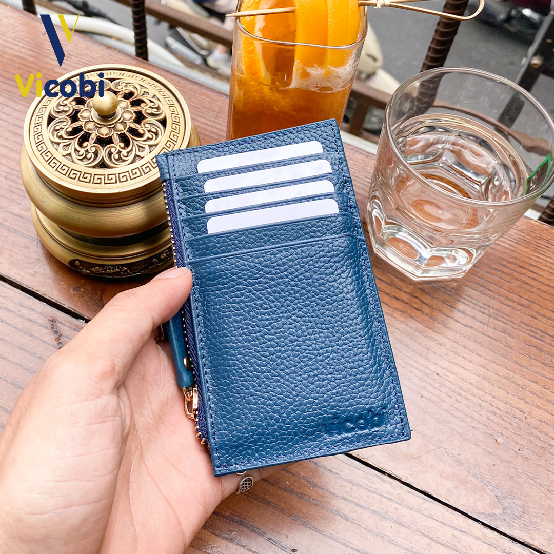 Ví đựng thẻ da bò Nina Vicobi M4, bóp tiền mini nhỏ gọn card holder ...