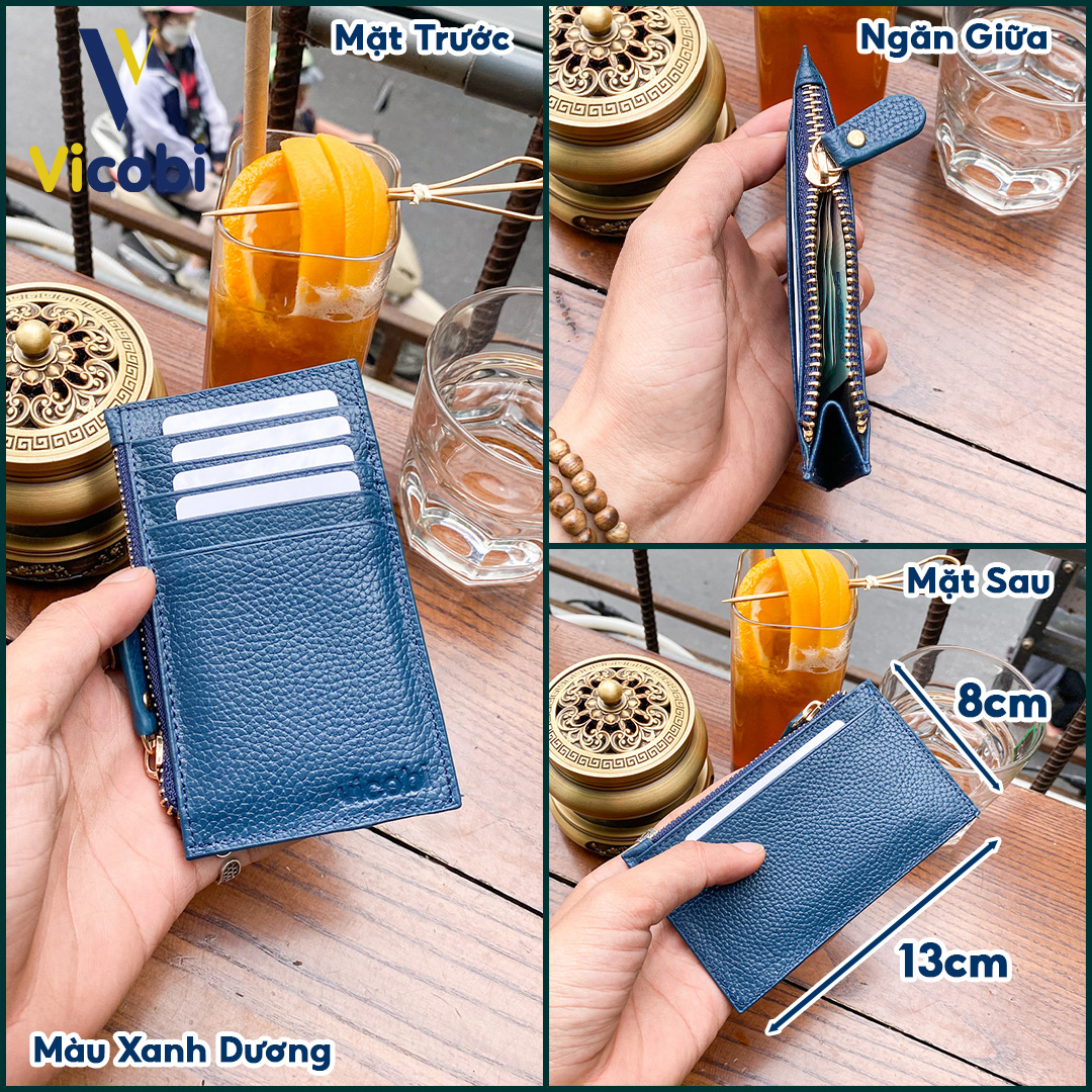 Ví đựng thẻ da bò Nina Vicobi M4, bóp tiền mini nhỏ gọn card holder ...