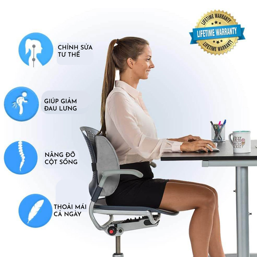 Gối Tựa Lưng Văn Phòng Nooz Home Goods Gối Kê Lưng Memory Foam Êm Ái Cho Người Đau Thắt Lưng
