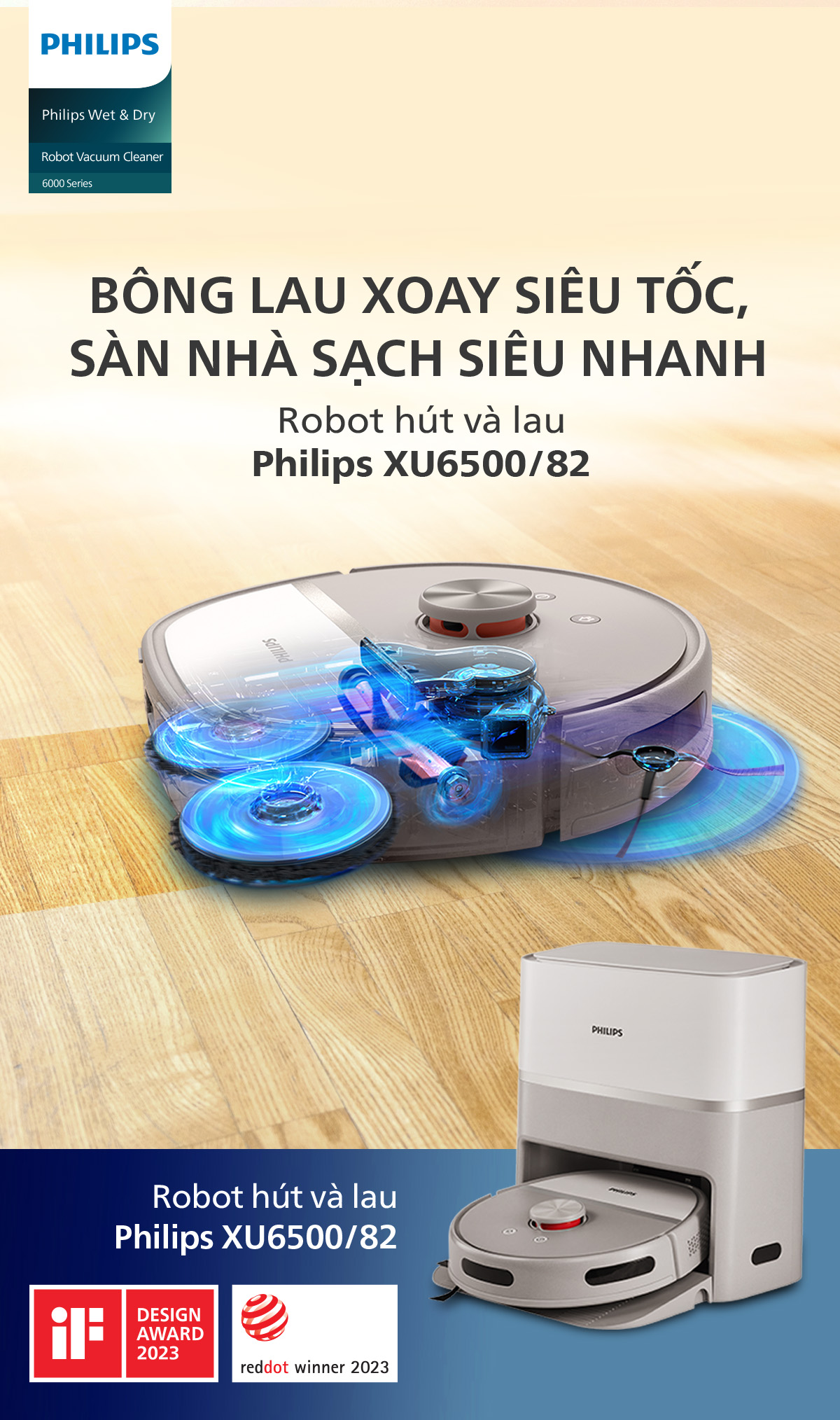 Robot vừa hút bụi vừa lau Philips XU6500/82 lực hút 2700Pa - Hàng Chính ...