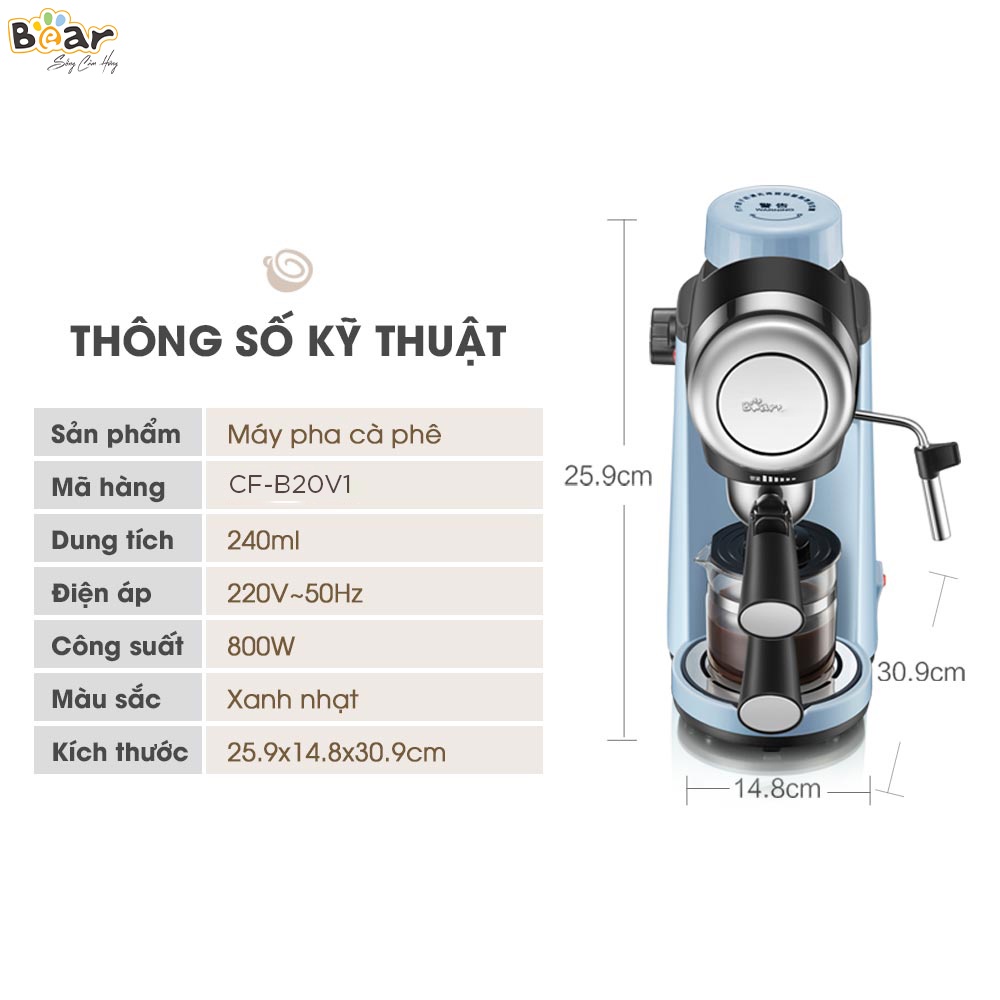 Máy Pha Cà Phê Tự Động Mini Bear CF-B02V1 Pha Cafe Espresso Đánh Bọt Sữa Bảo hành Chính Hãng 18 ...