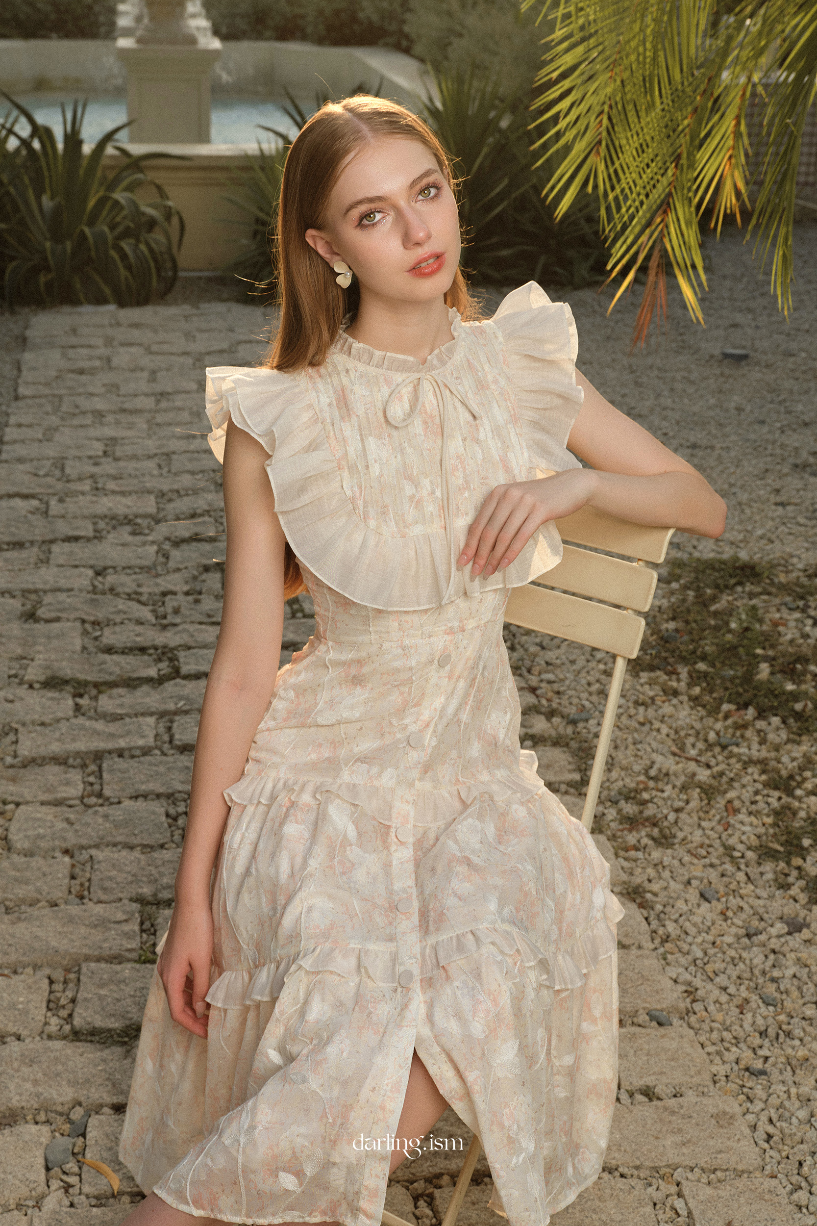 DARLING.ISM - Đầm hoa dáng dài cổ xếp li Emi dress vải voan | Shopee ...