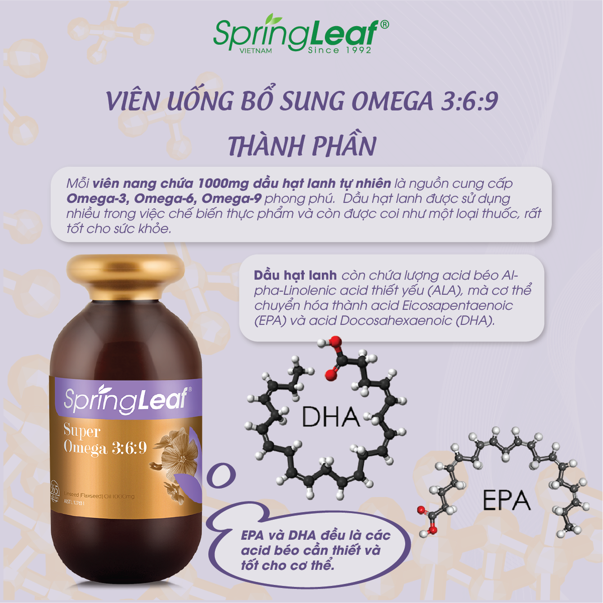 Bổ sung omega 3 6 9 SpringLeaf Super Omega 3:6:9 giúp hỗ trợ sức khỏe ...