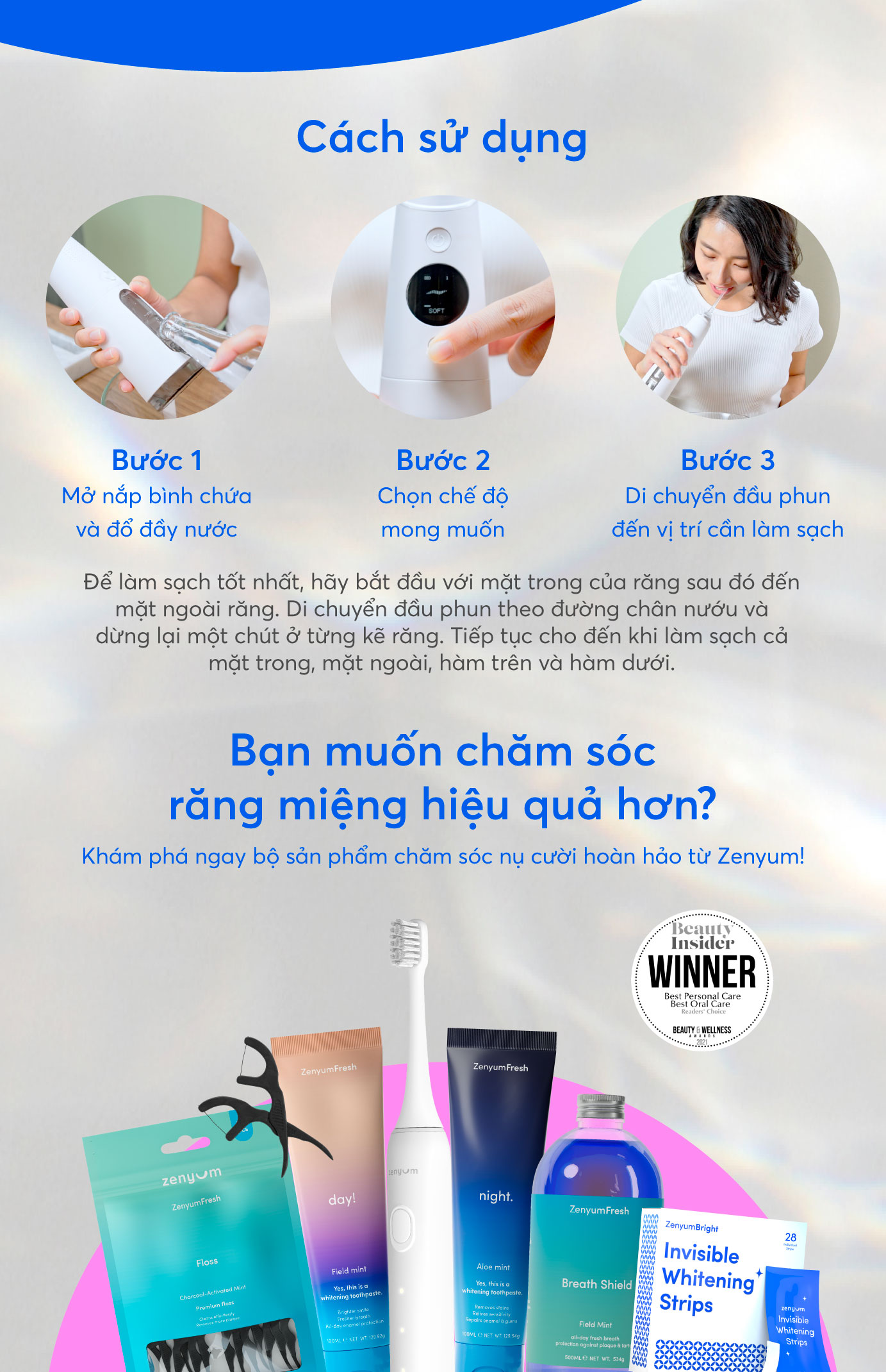 Combo 1 Máy Tăm Nước Zenyum Pro và 1 Bàn Chải Điện Zenyum Sonic ...