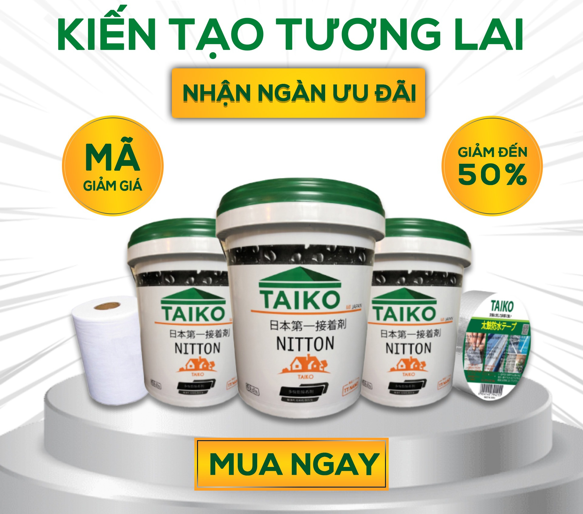 [Chính Hãng ] Keo Sơn Chống Thấm Sàn Mái TAIKO NITTON - Thùng 18 Lít ...