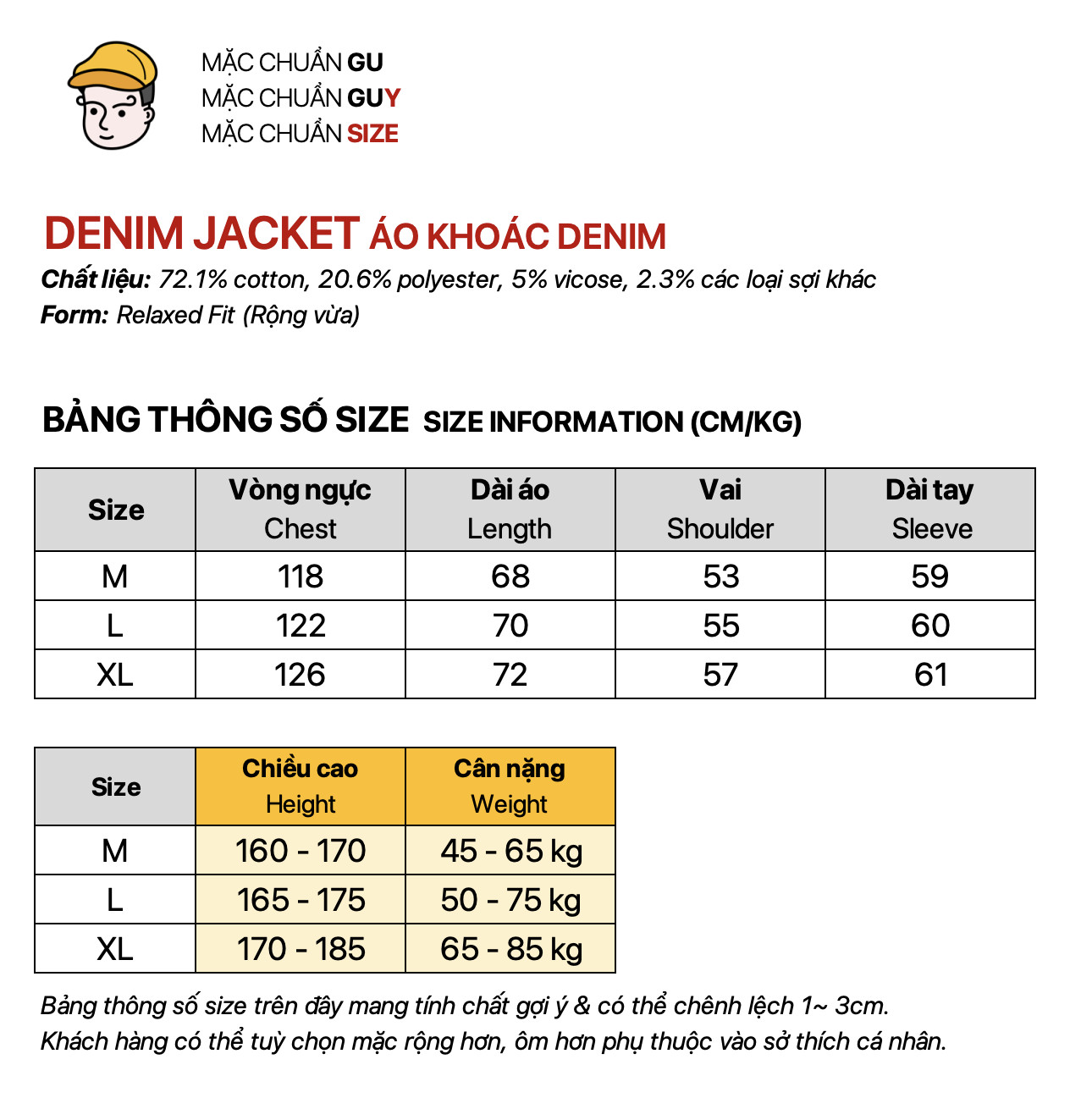 Áo Khoác Bò Nam Denim Jacket GUY's Closet -Chất Denim Dày Dặn-Form Dáng ...