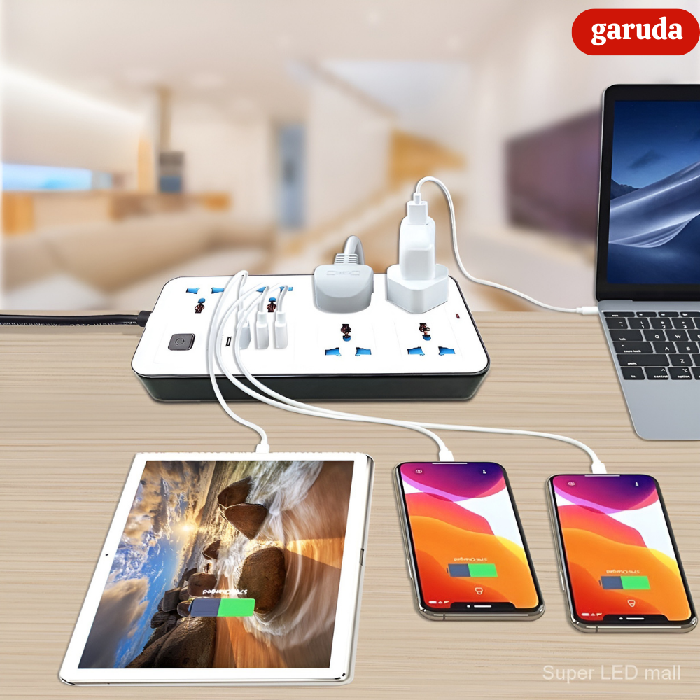 Ổ điện đa năng chính hãng GARUDA 3 cổng USB 15v sạc nhanh, 1 type c, chống cháy, ổ chịu tải ...