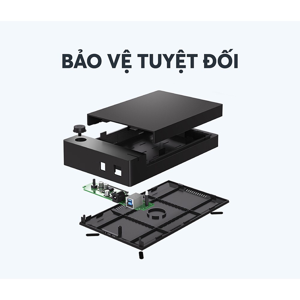 50422 Hộp Box đựng ổ cứng 3.5, Ugreen, kèm nguồn, dây sata rời, hộp ...