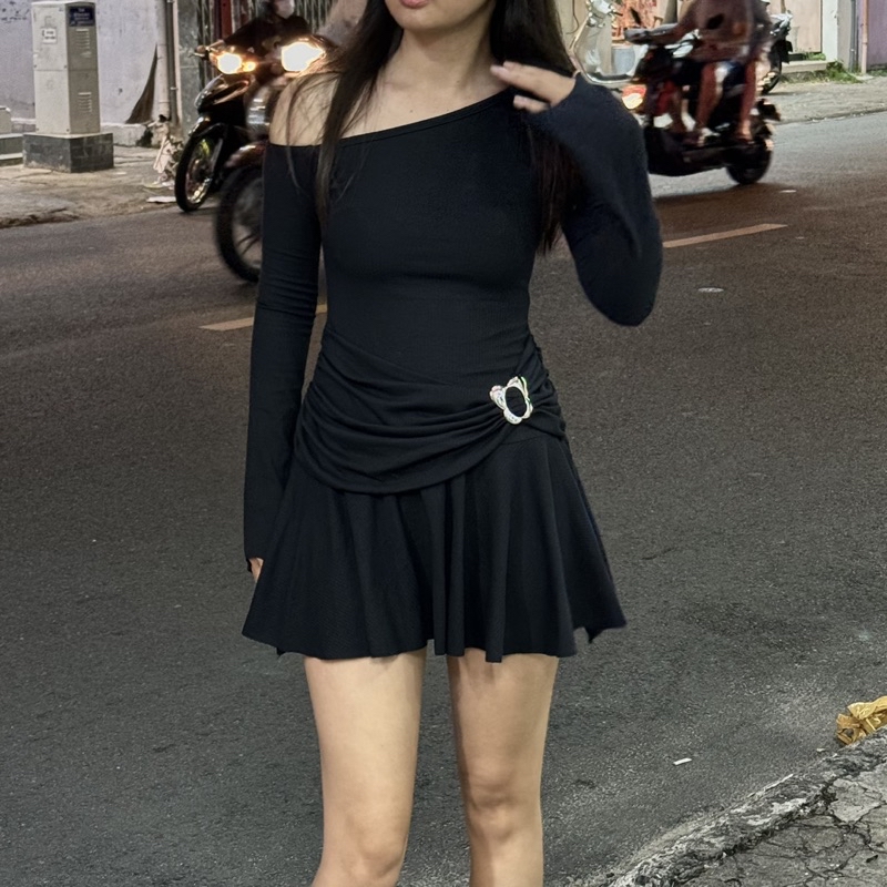 Đầm Jennie Tay Loe Chất Thun Tăm | Shopee Việt Nam