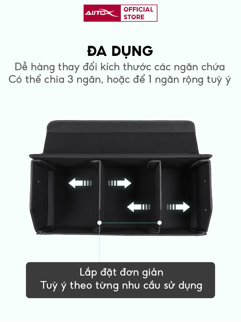 Thùng đựng đồ ô tô AutoX bọc da PU khung gỗ chắc chắn tuỳ chỉnh ngăn chứa phù hợp với mọi loại ...