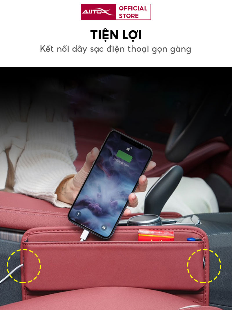 Khay đựng đồ khe ghế ô tô AutoX da PU sang trọng chống trượt tiện lợi | Shopee Việt Nam