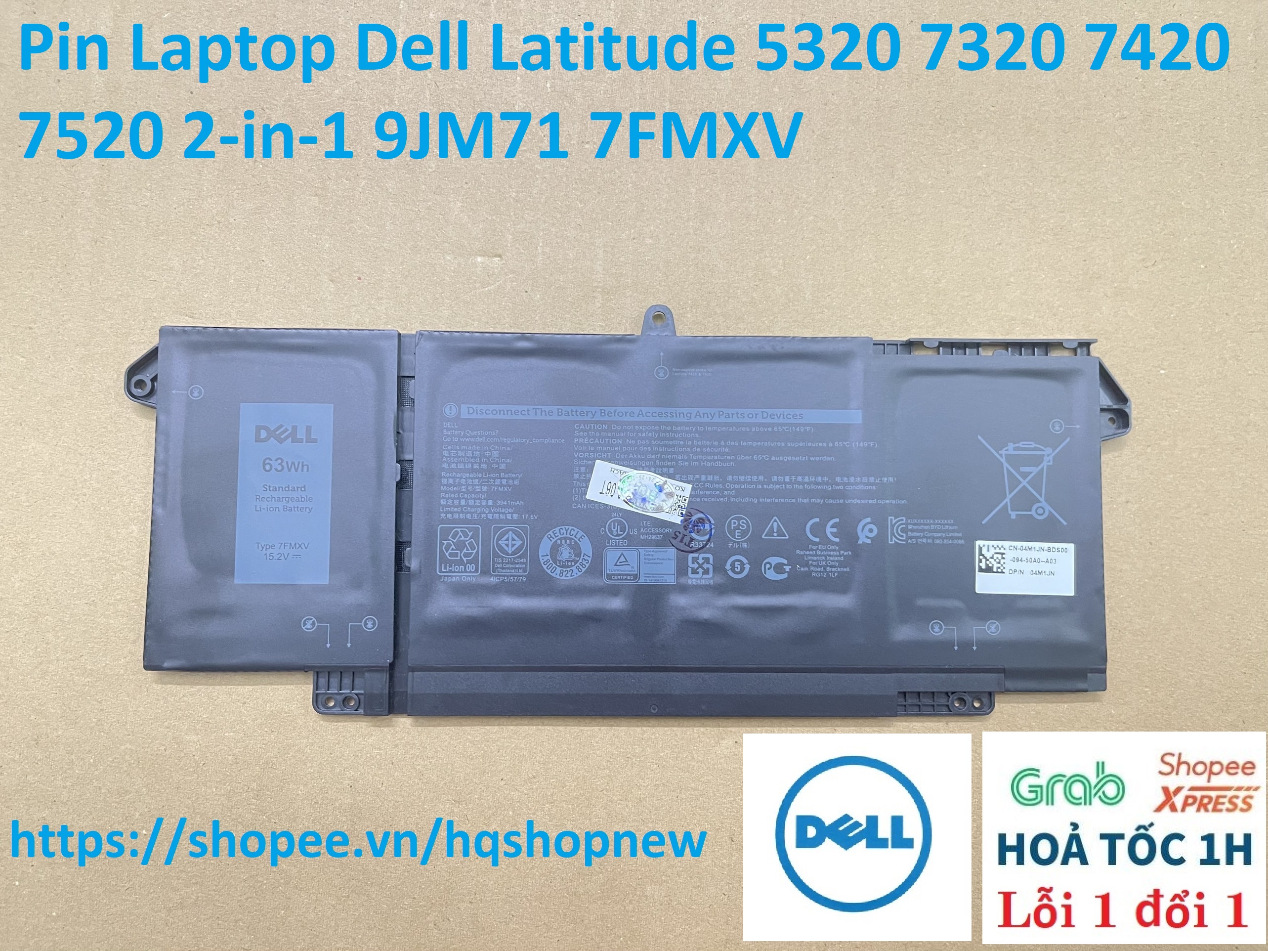 ⚡️ Pin Laptop Dell Latitude 5320 7320 7420 7520 2-in-1 9JM71 7FMXV ...