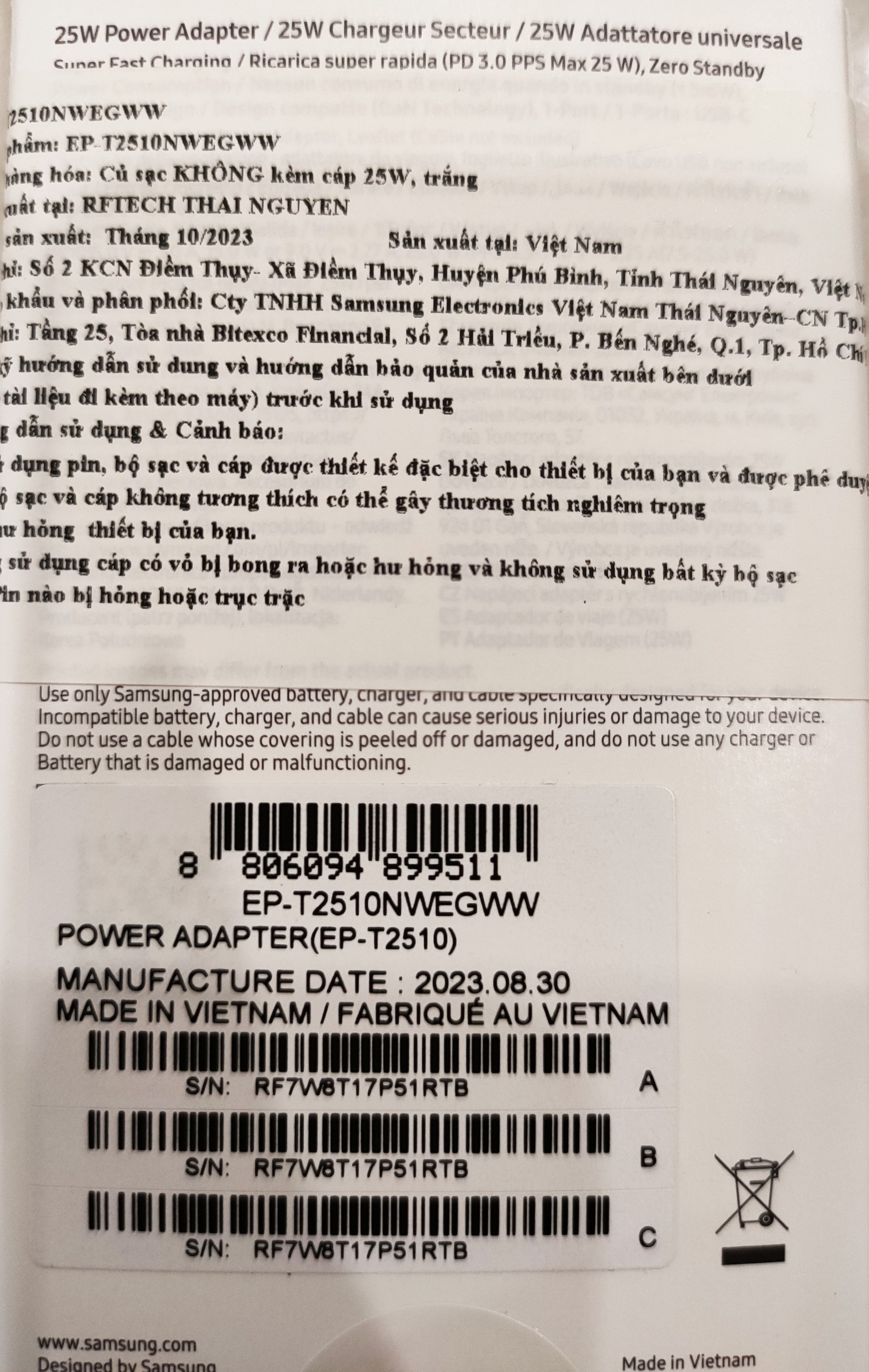 Sạc nhanh 25W Samsung EP-T2510 Type C - Hàng Chính Hãng | Shopee Việt Nam