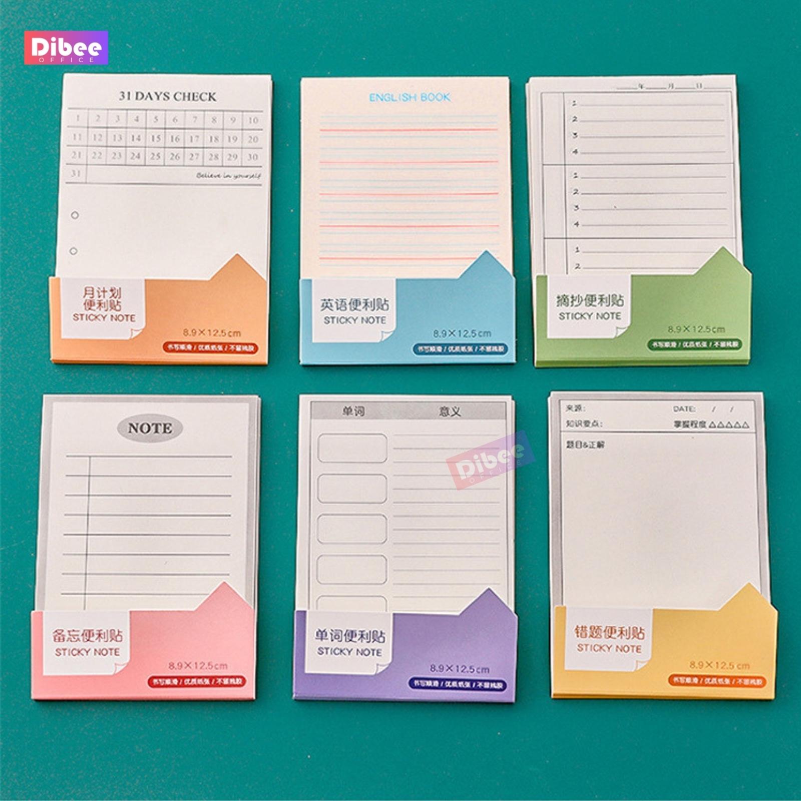 Giấy note ghi chú DiBee tập giấy note B5 lập kế hoạch, in sẵn mục công việc 6 kiểu tiện lợi đa ...