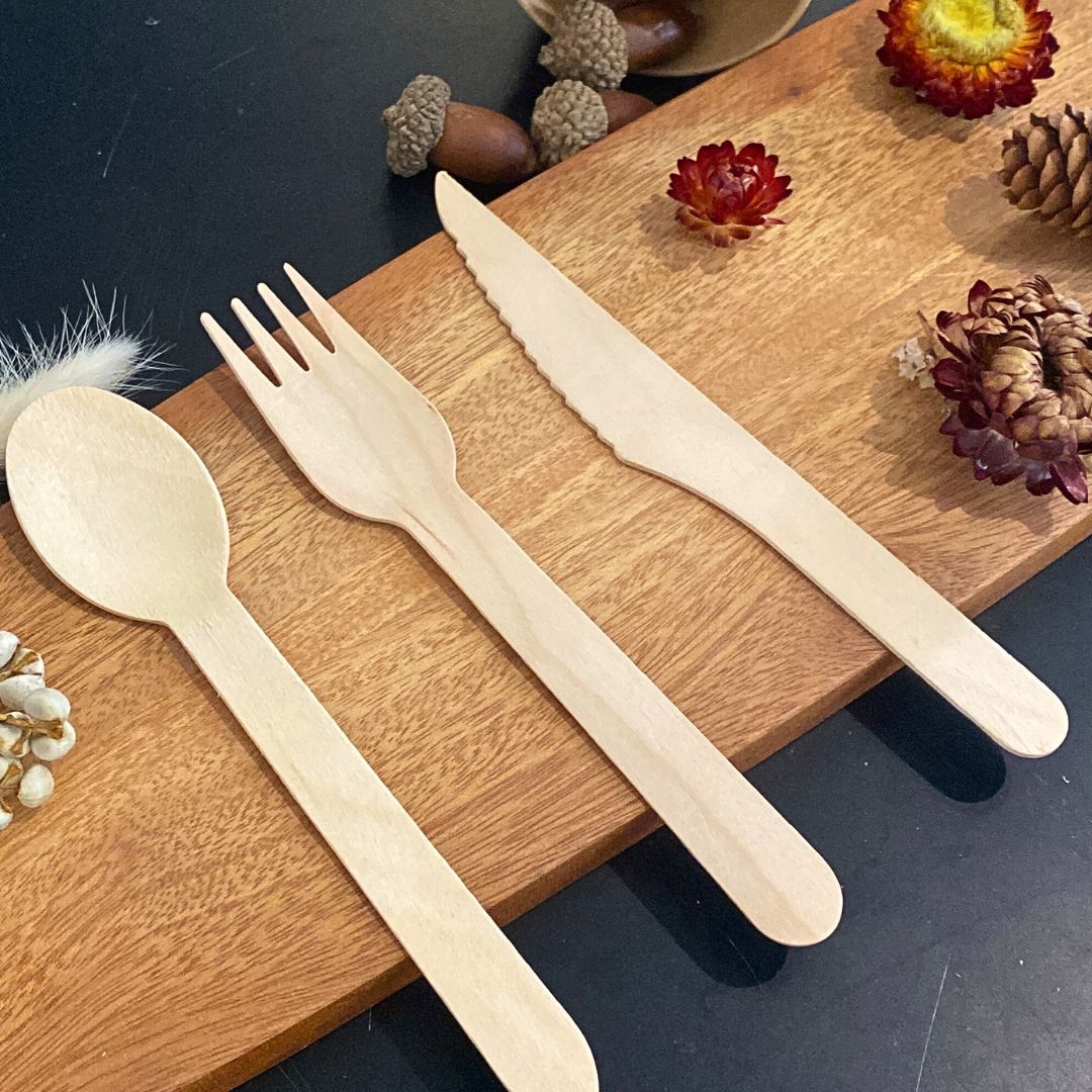 100 thìa muỗng/ nĩa/ dao gỗ xuất khẩu Nhật dùng 1 lần dài 16cm/ 11cm ...