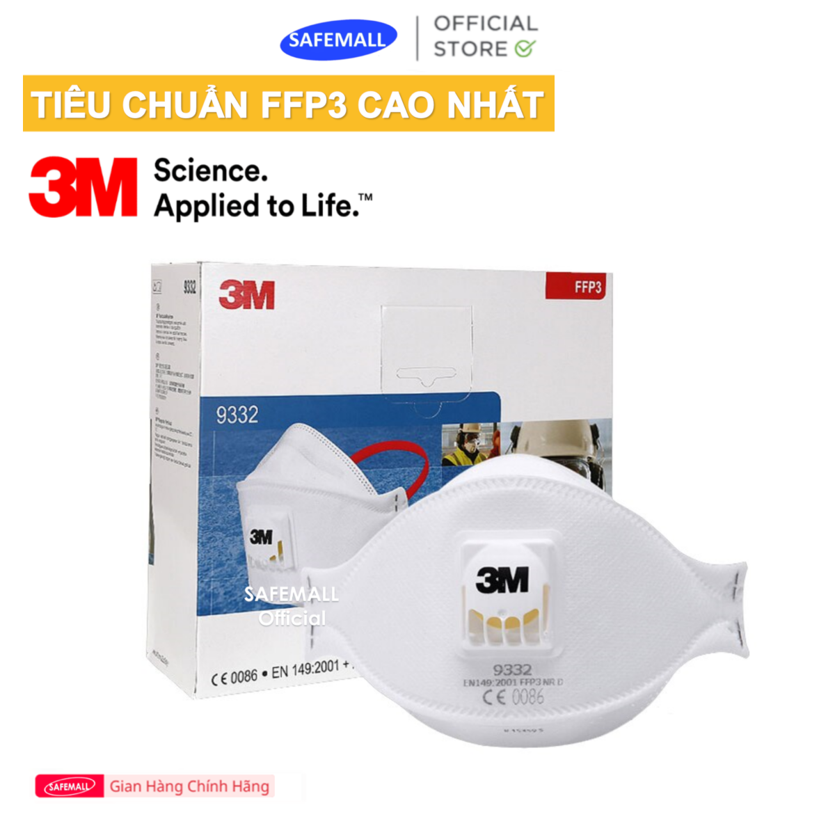 Khẩu trang lọc bụi siêu mịn 3M Aura 9332A+ Tiêu chuẩn FFP3 châu Âu ...