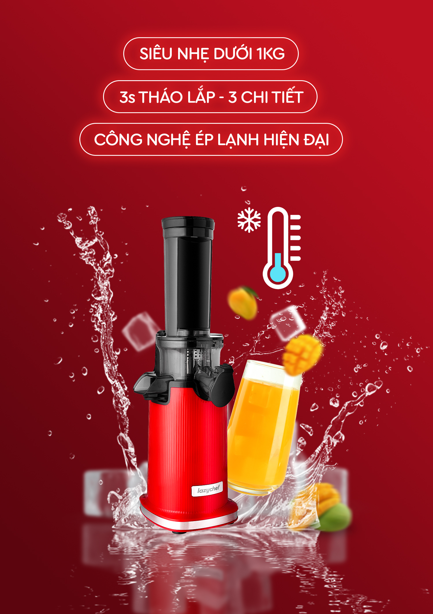 Máy ép chậm mini 3s Lazychef, máy ép trái cây mini, nhỏ gọn, tiện lợi ...