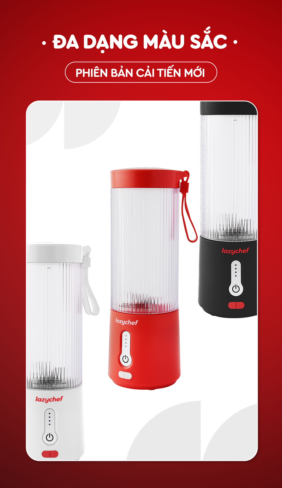 Máy xay sinh tố cầm tay Lazychef 3i﻿n1 450ml, xay đá cực nhuyễn, bảo ...