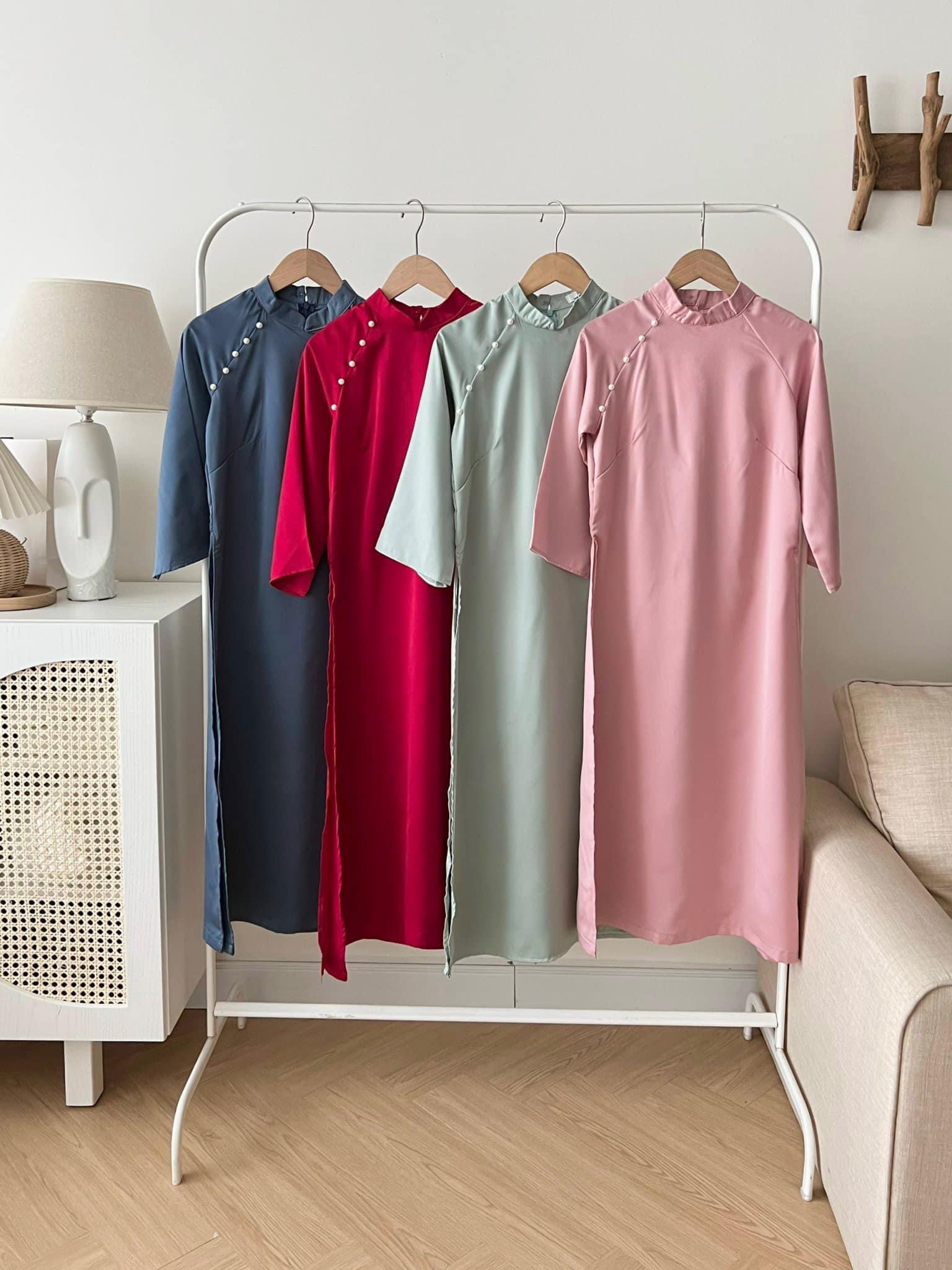 Áo dài cách tân nữ Maian dùng đi chơi lễ tết kiểu truyền thống màu đỏ ...