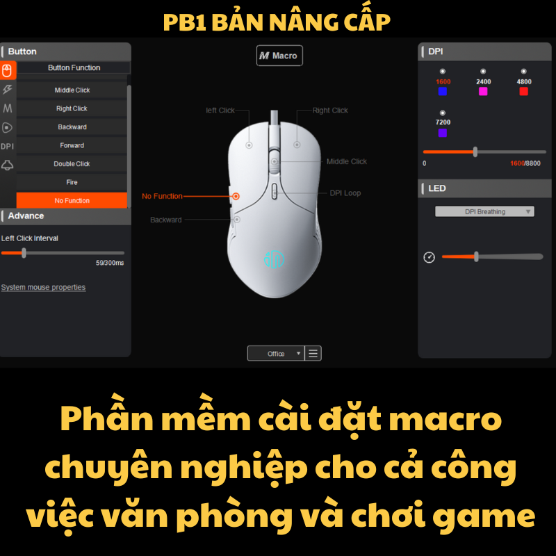 Chuột gaming có dây chơi game Maxcotech inphic PB1 APP tùy chỉnh macro ...