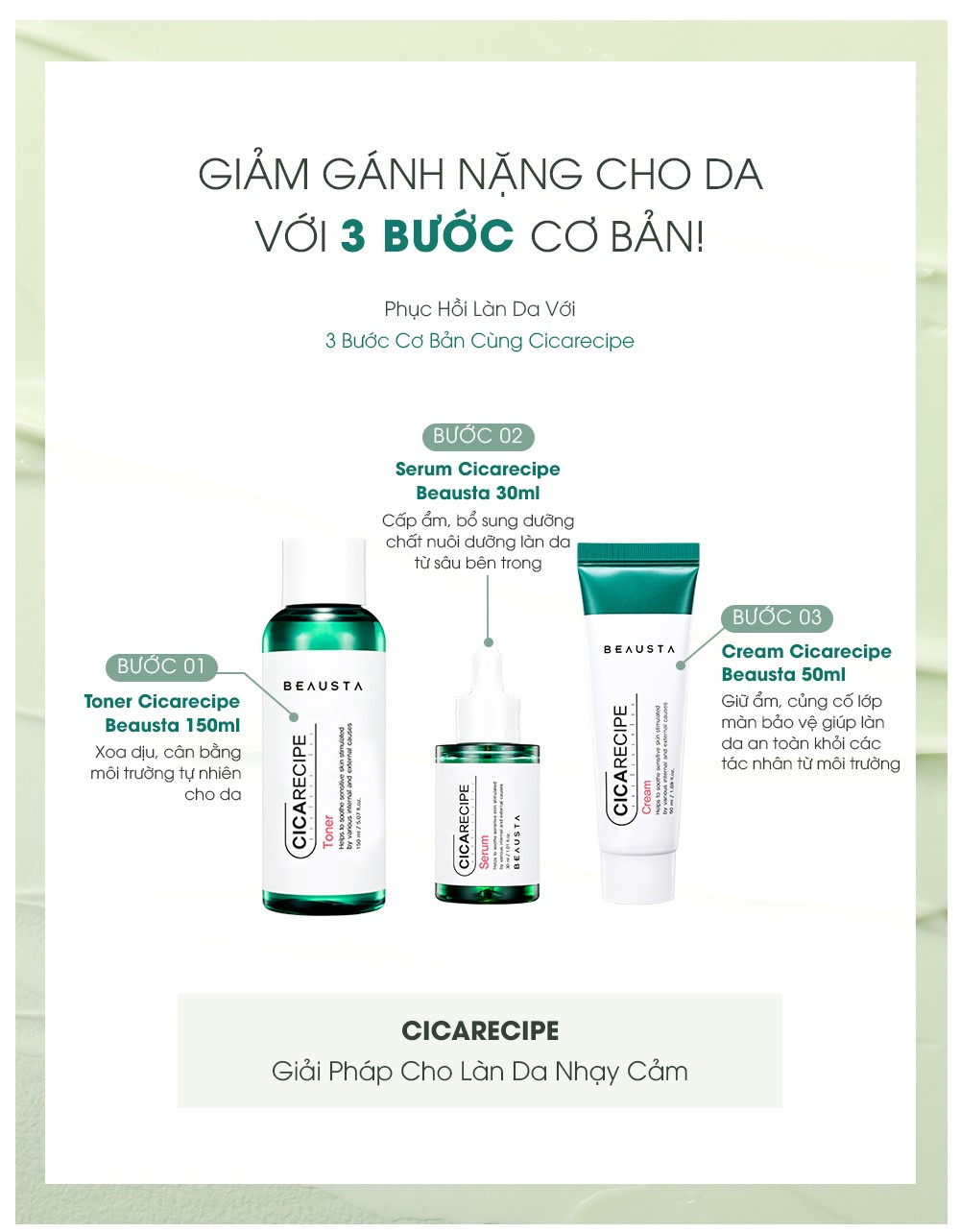 Bộ sản phẩm chăm sóc da toàn diện Beausta Cicarecipe Special Kit (Serum ...