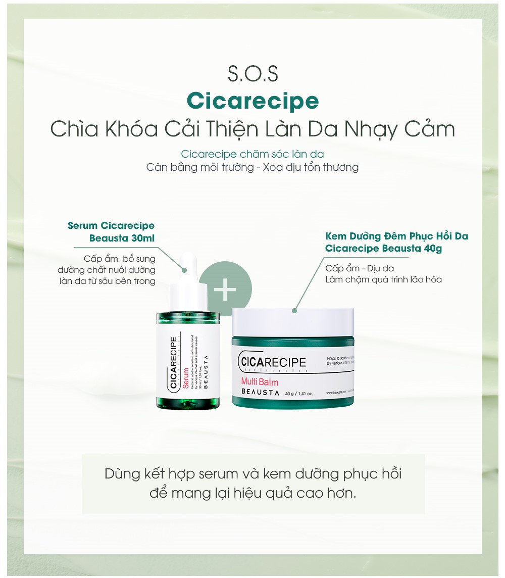 Bộ sản phẩm chăm sóc da toàn diện Beausta Cicarecipe Special Kit (Serum ...