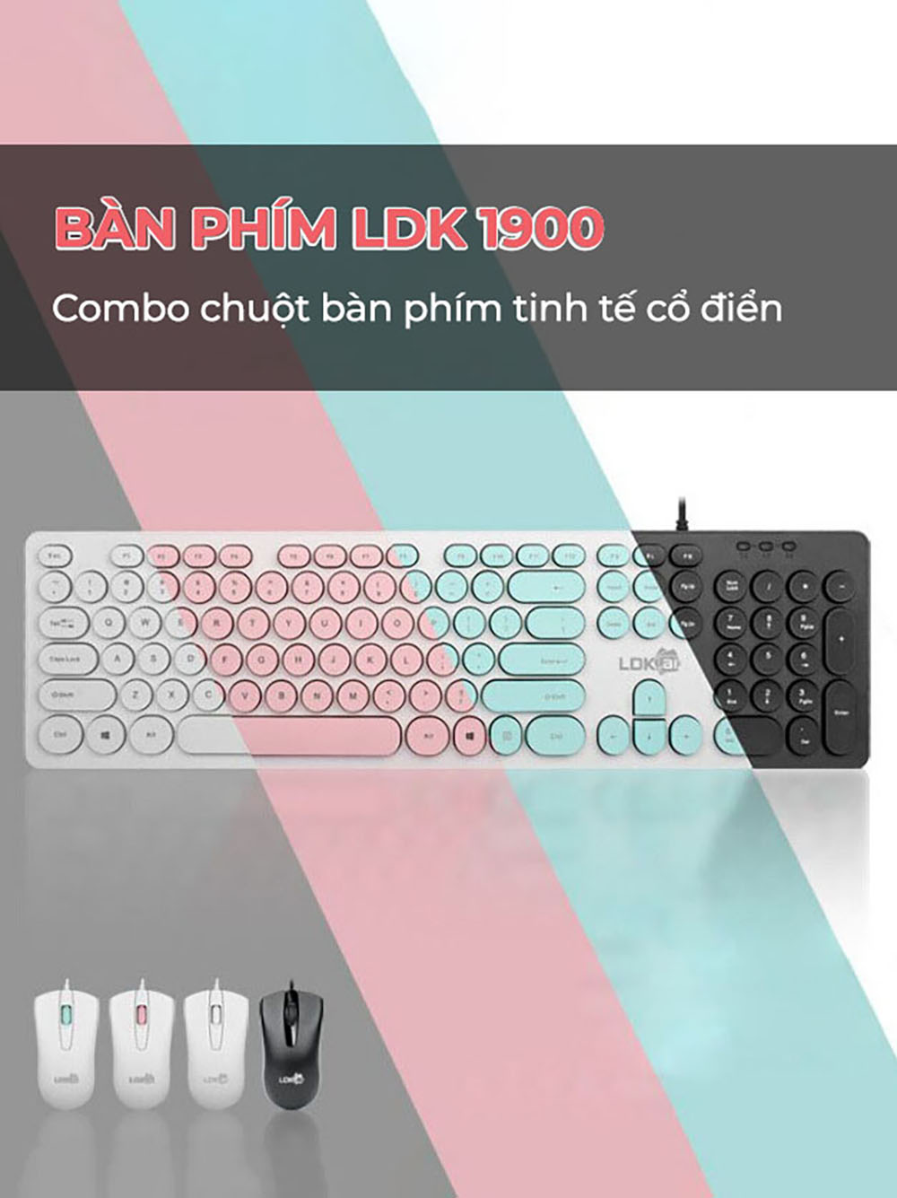 Bàn phím máy tính có dây SIDOTECH LDK1900 full size 104 key văn phòng ...