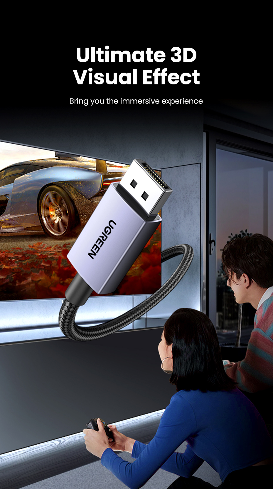 Cáp Displayport to Displayport 2.1 hỗ trợ 16K@60Hz 8K@120Hz 4K@240Hz HDR Ugreen | Shopee Việt Nam