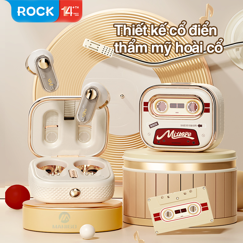 Tai nghe bluetooth không dây nhét tai Rockspace Retro Mix Tape TWS có ...