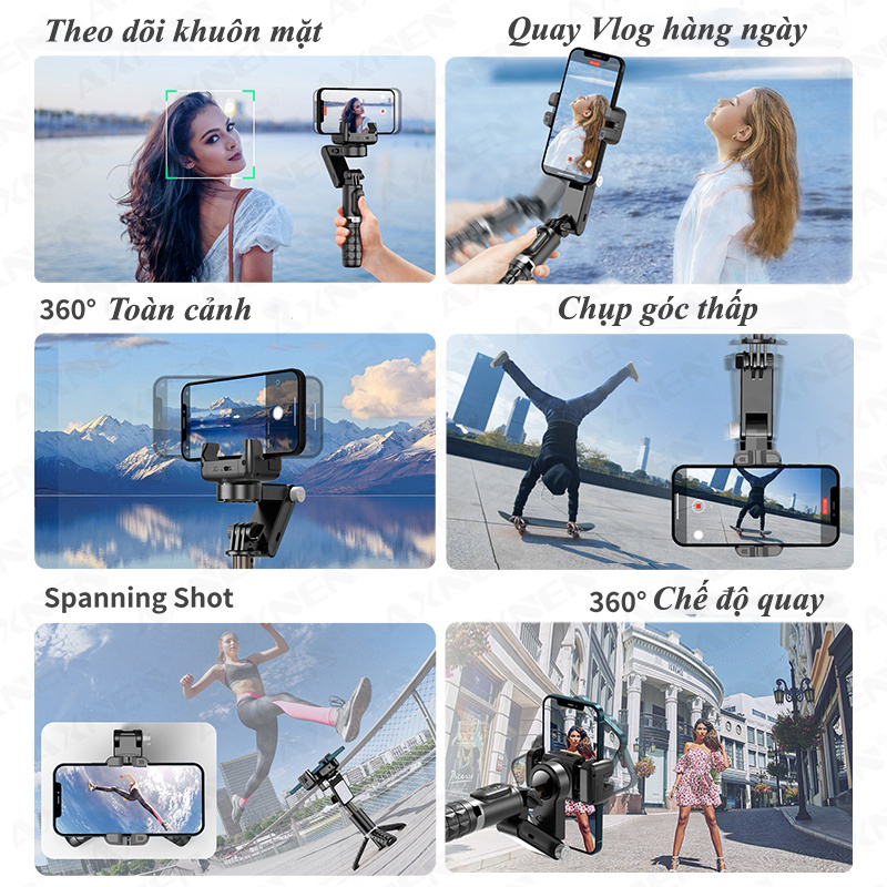 Gimbal Q18 tích hợp gậy chụp ảnh tripod selfie kéo dài, tay cầm chống rung điện thoại Q18 xoay ...