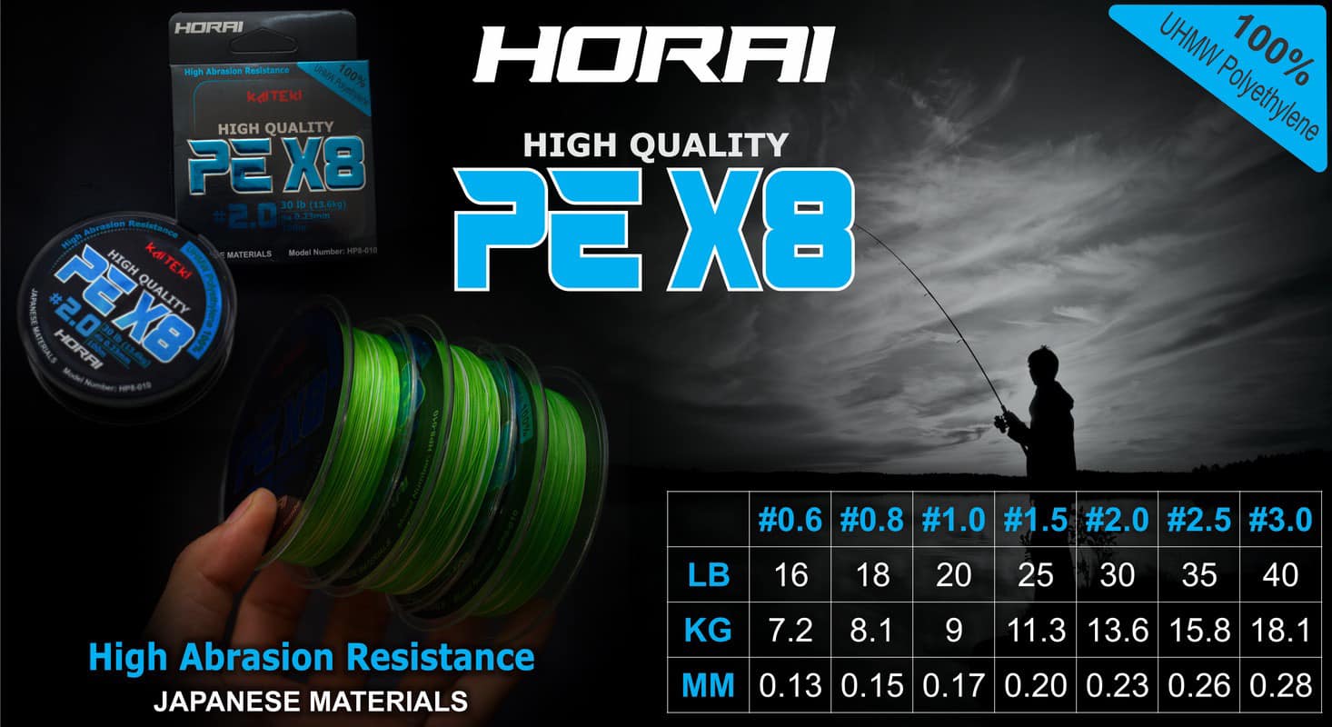 Dây PE HORAI câu lure, câu ngâm , câu sông câu đài, Dây PE X8 cuộn 100m ...