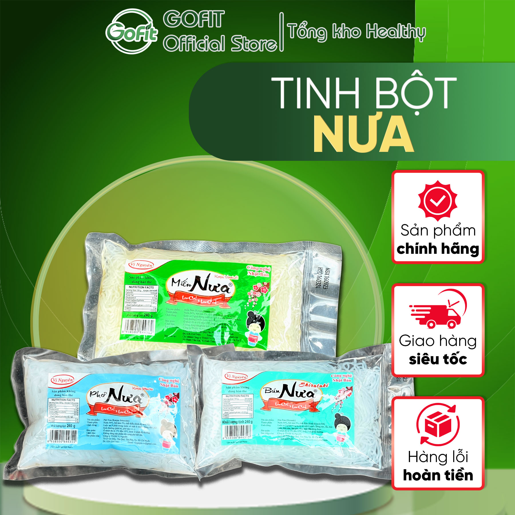 Shirataki Vị Nguyên Bún Nưa, Mì Nưa, Cơm Nưa, Miến Nưa, Phở Nưa 240g ...