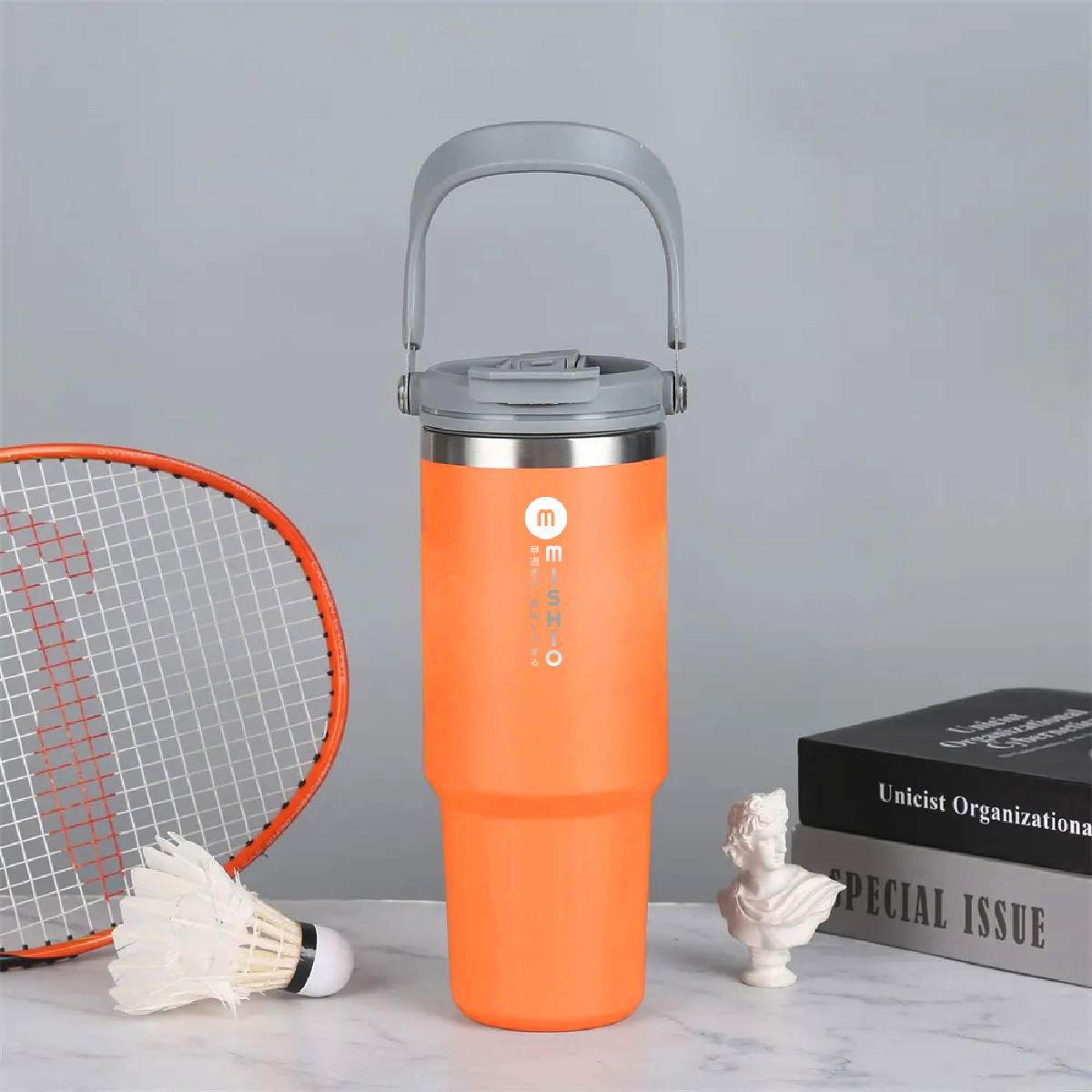 Ly Giữ Nhiệt inox 304 không gỉ sét kèm quai xách và ống hút Mishio size 600ml và 900ml | Shopee ...