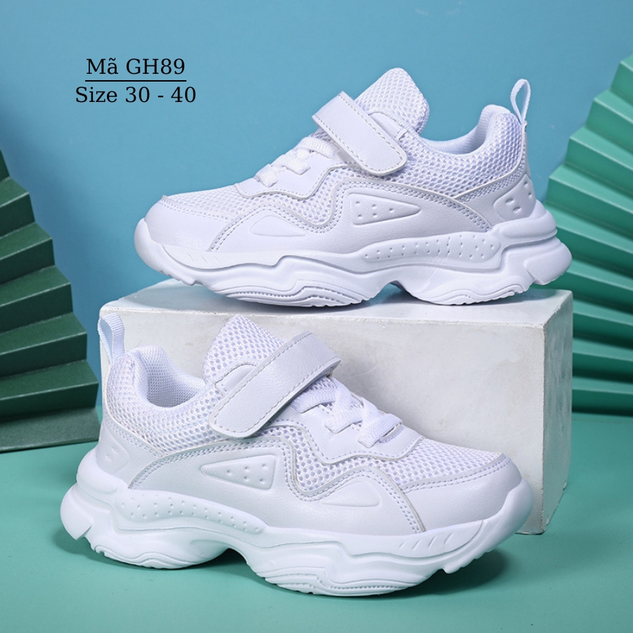 Giày trắng học sinh nam nữ tiểu trung học siêu nhẹ thời trang bé trai ...