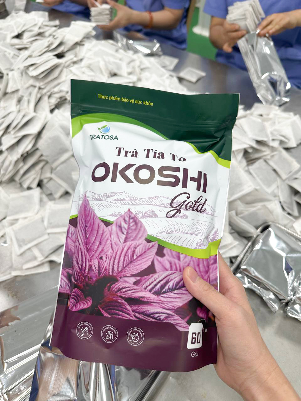 Trà tía tô OKOSHI PLUS TRATOSA hạ acid uric, giảm đau nhức xương khớp an toàn thiên nhiên hộp 60 ...