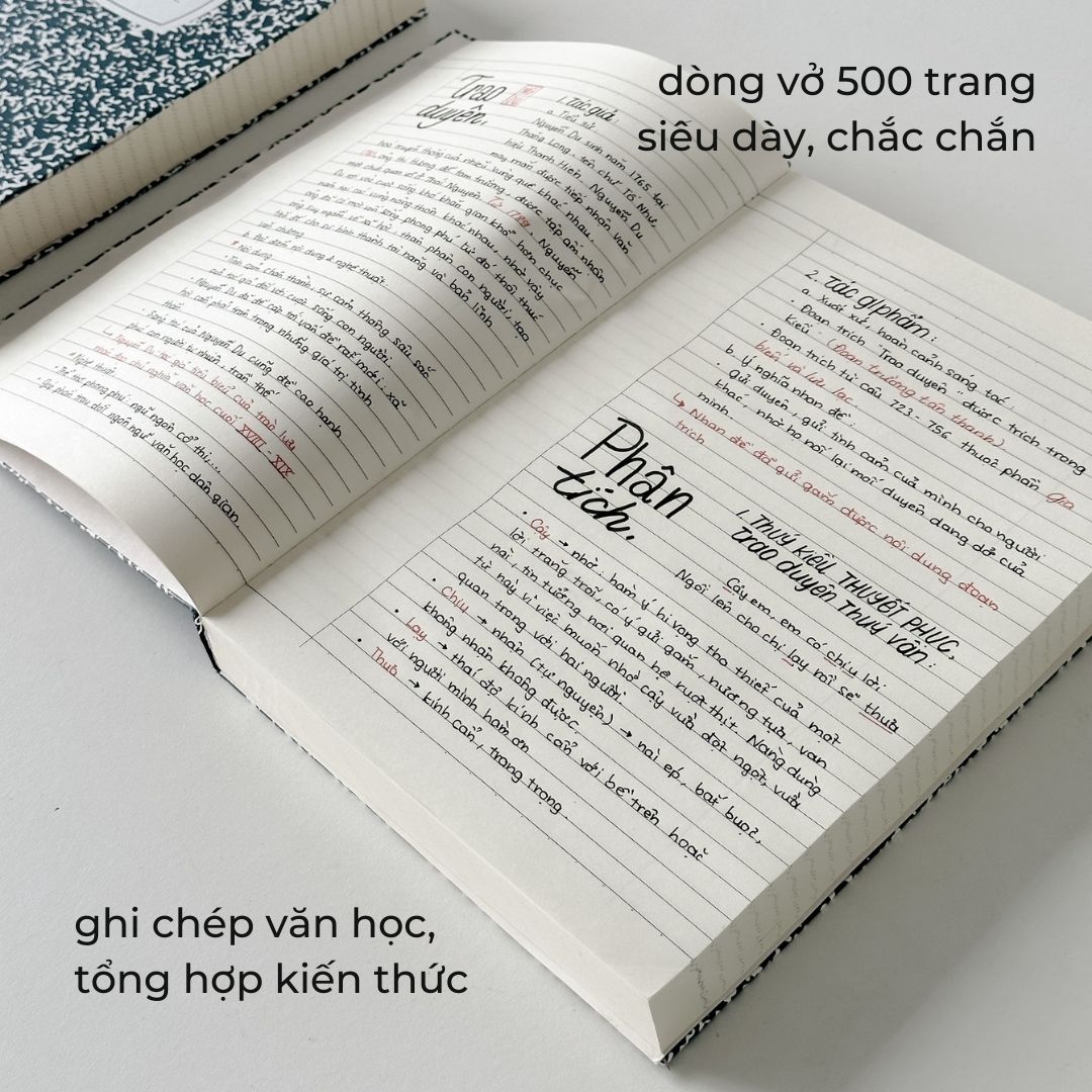 Vở 200 300 500 trang bìa bồi cứng kẻ ngang chấm dot grid tặng kèm ...