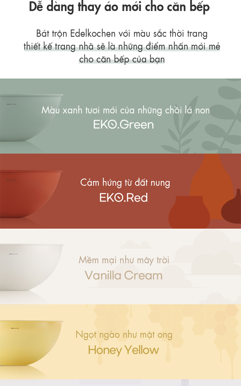 Bát trộn thực phẩm inox 304 Edelkochen Mixing Bowl - Màu Eco Green ...