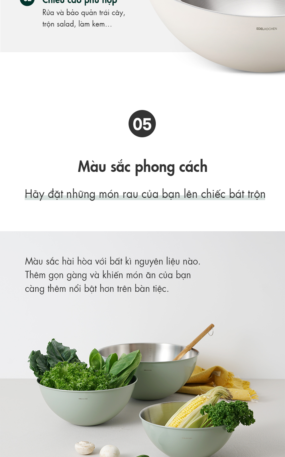 Bát trộn thực phẩm inox 304 Edelkochen Mixing Bowl - Màu Eco Green ...