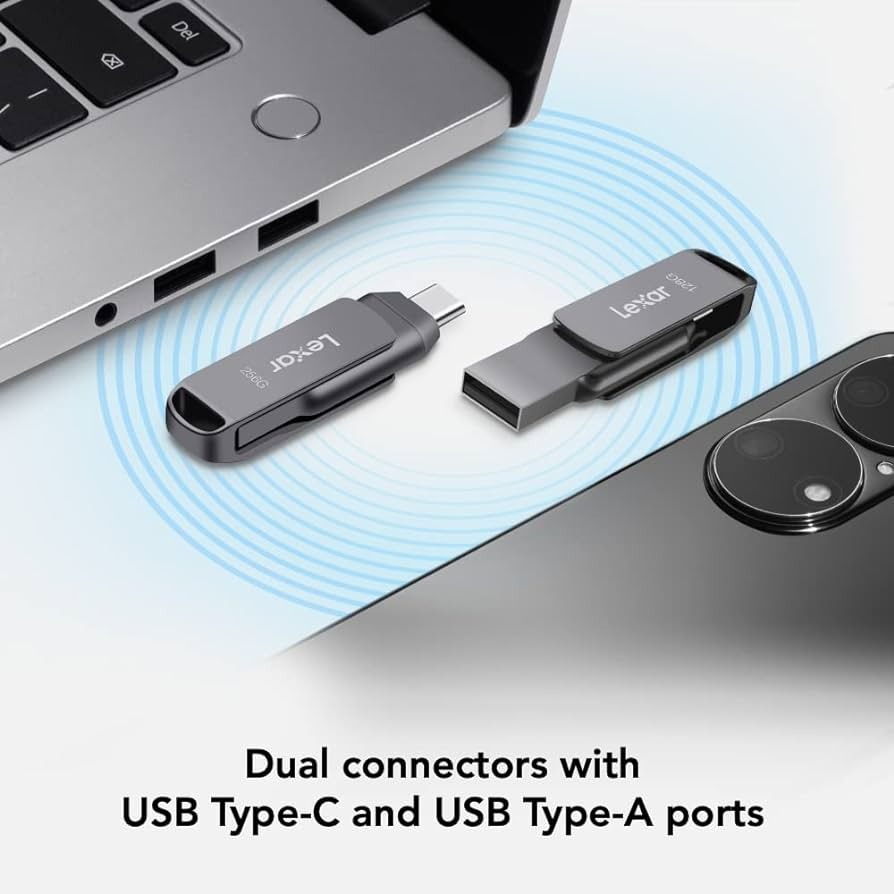 USB 3.1 32GB/ 64GB/ 128GB/ 256GB Lexar Dual Drive D400 Type-C/ Type-A ...