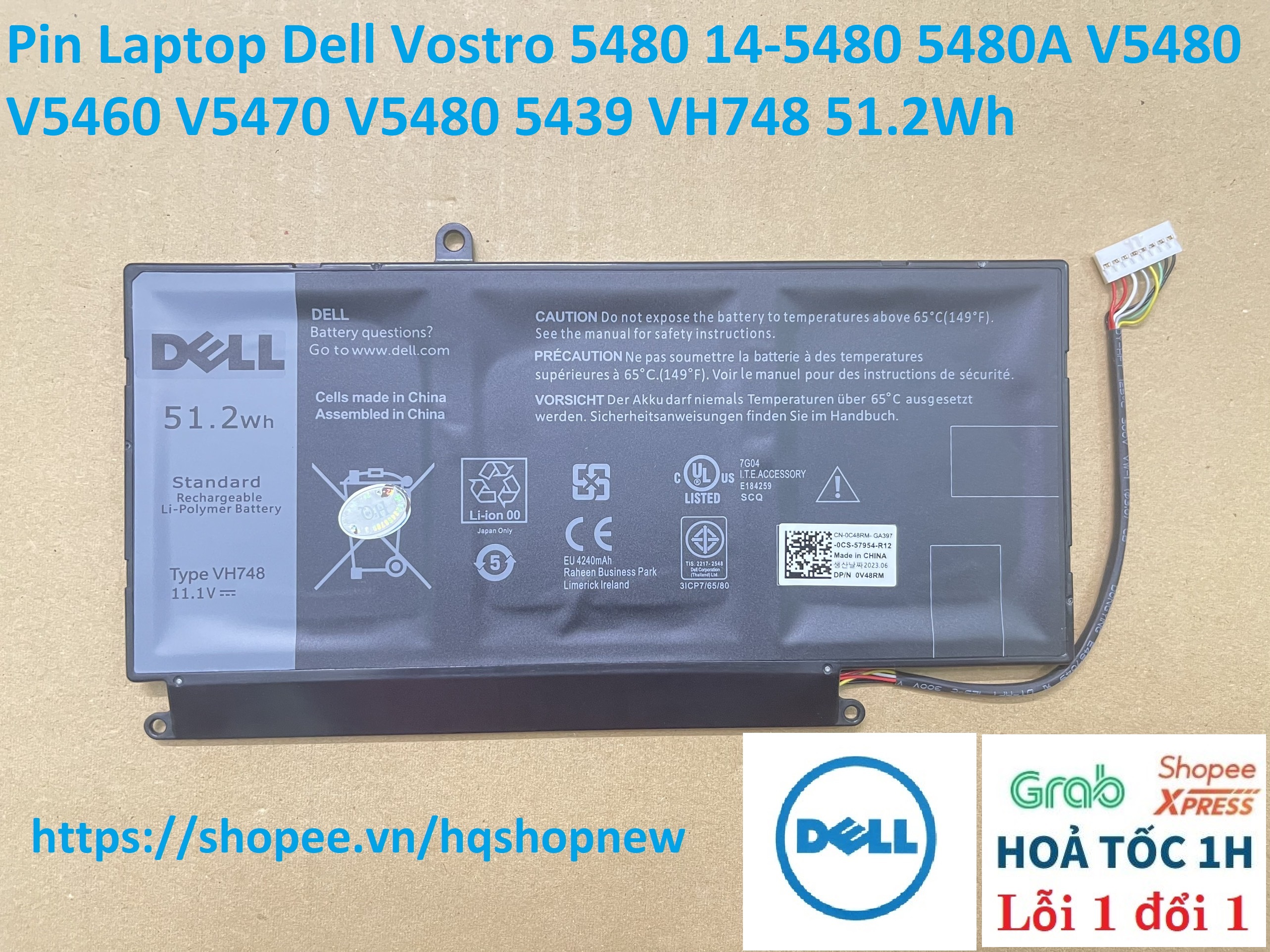 ⚡️[Pin zin] Pin Laptop Dell Vostro 5480 14-5480 5480A V5480 V5460 5460 ...