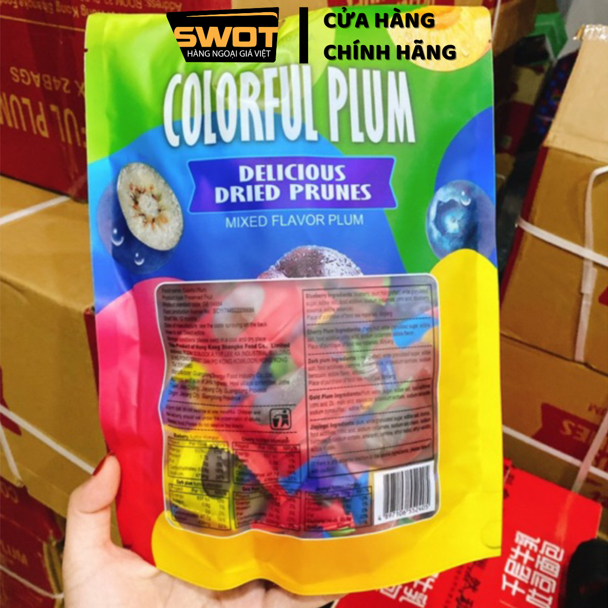 Combo 5 gói Ô Mai Xí Muội 5 vị COLORFUL PLUM 408g, Ô mai mix vị, Mứt tết dẻo giòn chua ngọt vừa ...