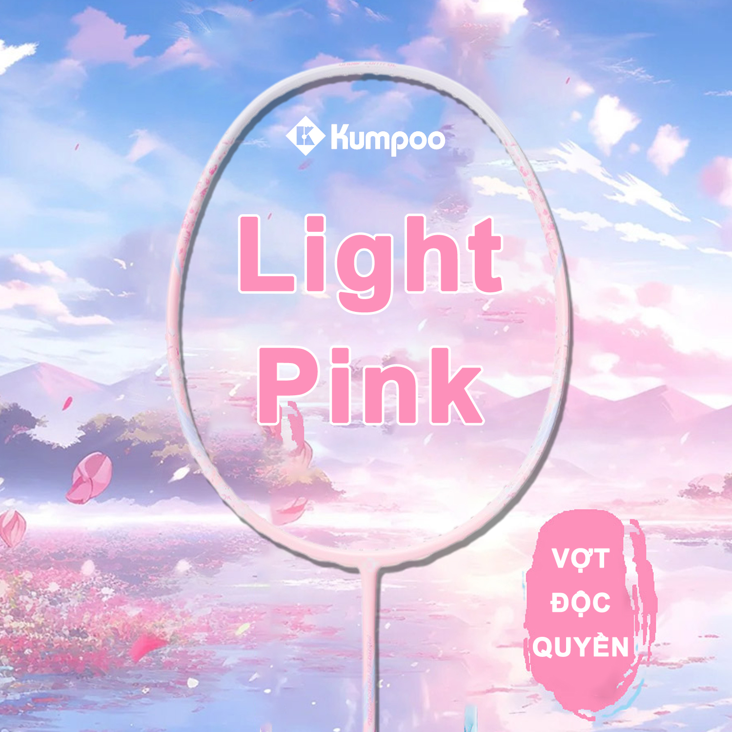Vợt cầu lông Kumpoo Light Pink 4U bản mới max 32LBS 100% carbon căng ...