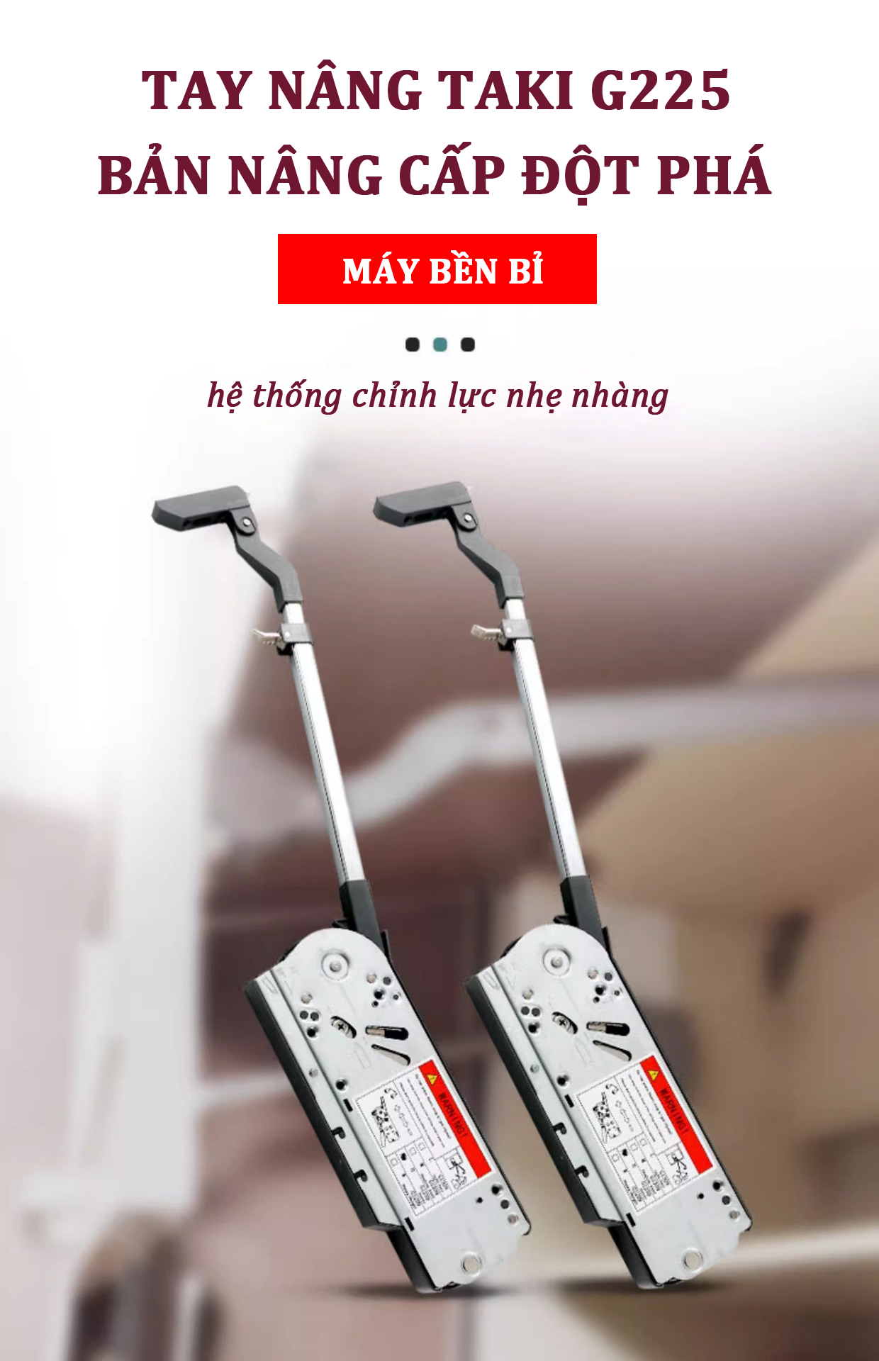 Tay Nâng Cánh Tủ TAKI Bản Nâng Cấp 2025 Mã G225 Có Điều Chỉnh Lực - Phù Hợp Mọi Chất Liệu - Có ...