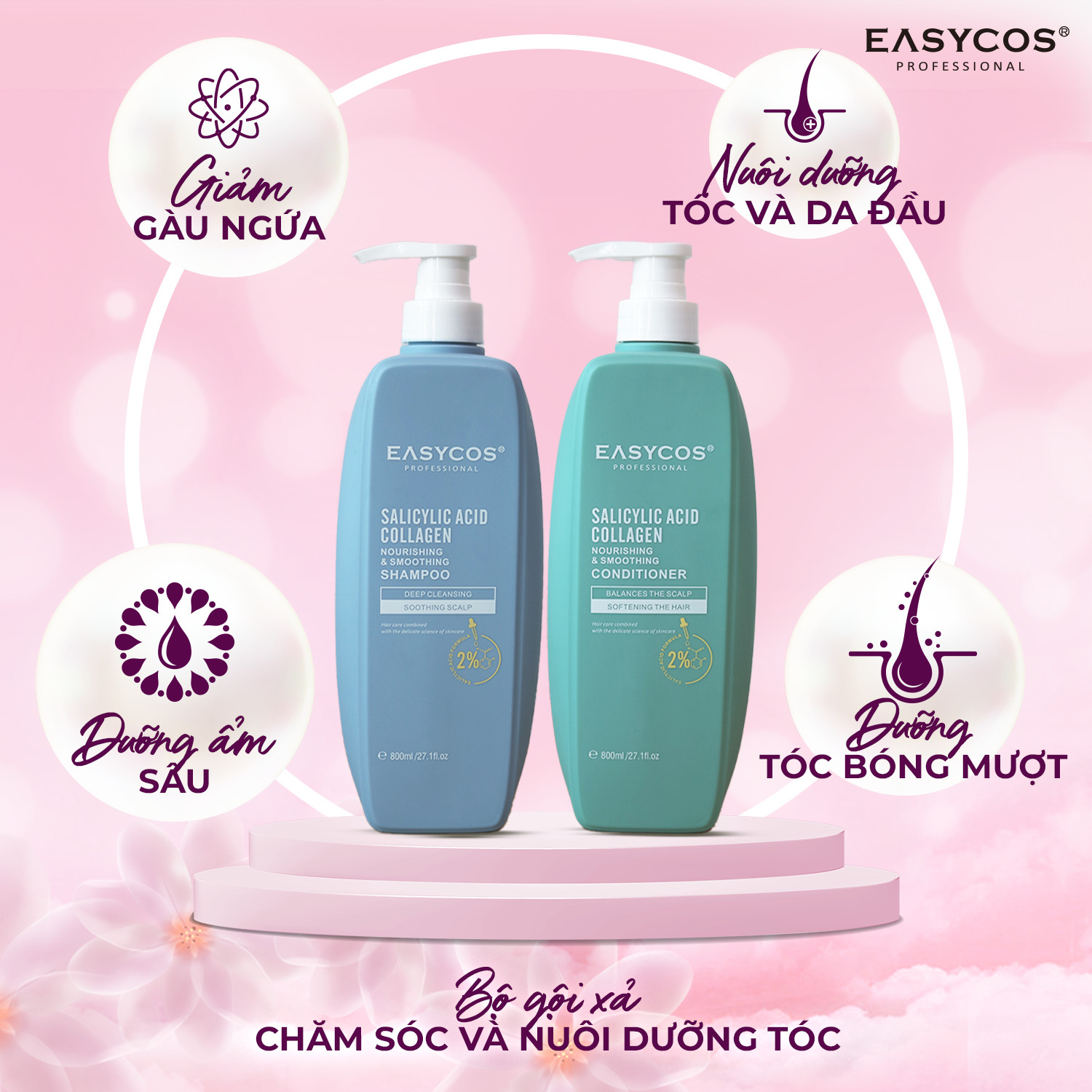 Dầu gội-xả kiềm dầu, giảm rụng tóc, phục hồi tóc hư tổn EASYCOS ...