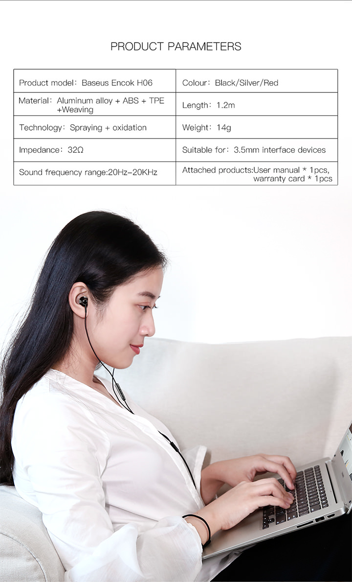 Tai Nghe Nhét Tai Baseus H06 Cổng 3.5mm Cho Âm Thanh Sống Động Tai nghe có dây In-Ear với Mic ...