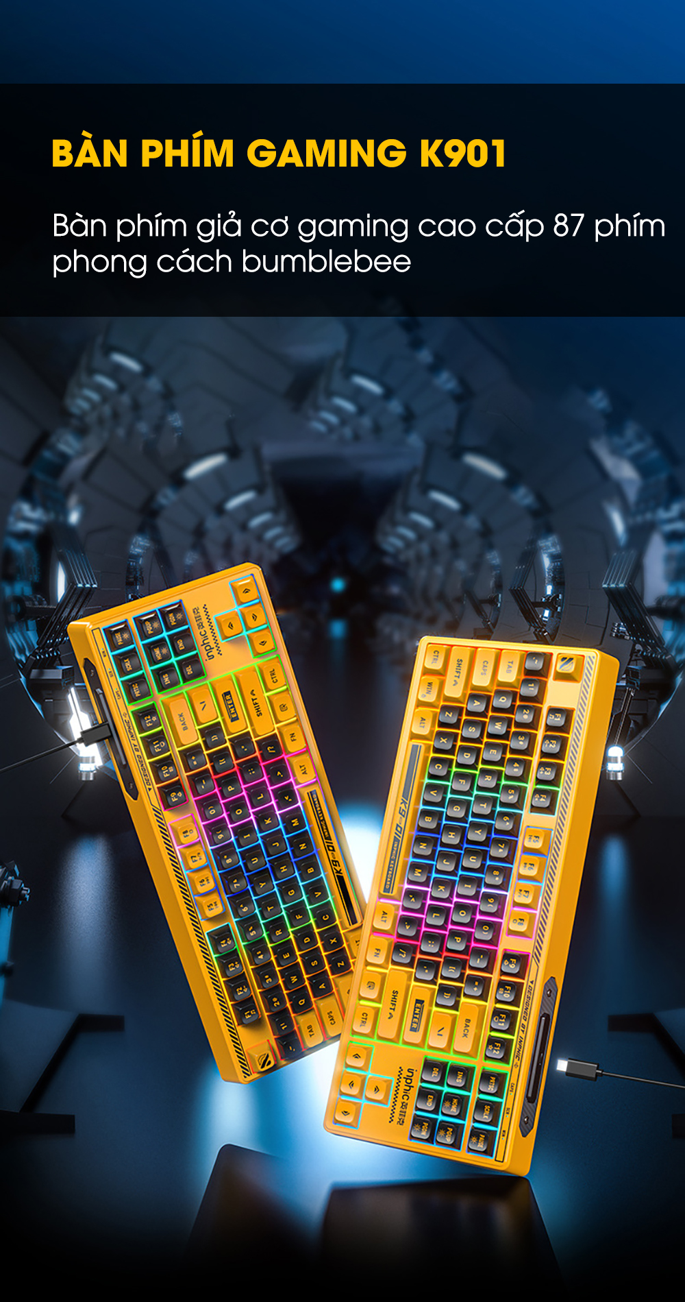 Bàn phím máy tính giả cơ SIDOTECH K901 gaming 87 key có dây silent ...