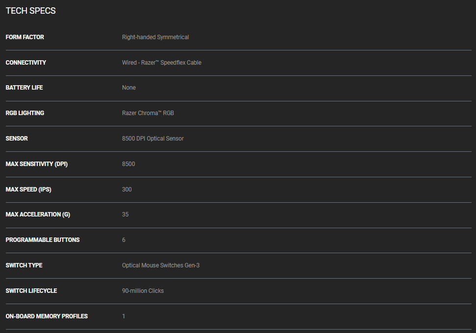 Chuột Gaming Razer Cobra | Dây Cáp Speedflex | 8500 DPI | Switch Gen-3 ...