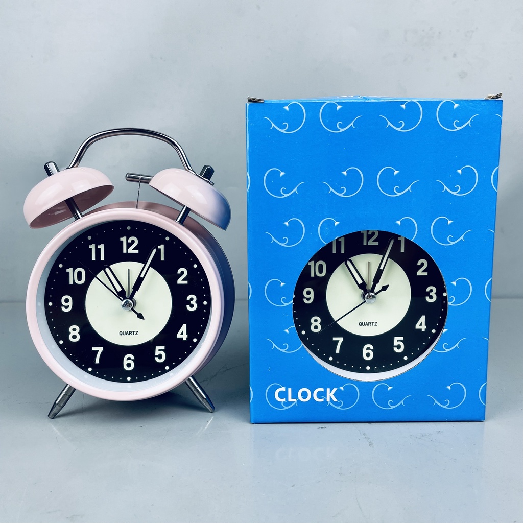 Đồng hồ để bàn báo thức chuông reo TWIN BELL kim trôi có đèn, tặng kèm ...