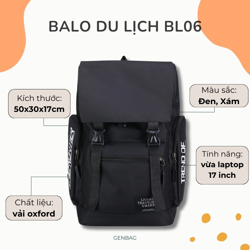 Balo laptop nam nữ đựng laptop 17 inch có ngăn chống sốc balo du lịch đựng quần áo cỡ lớn BL06 ...