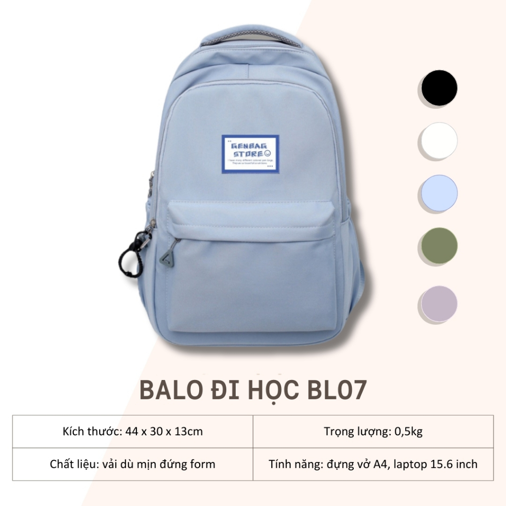 Balo nữ thời trang cặp đi học GENBAG đơn giản nhiều ngăn đựng vừa ...